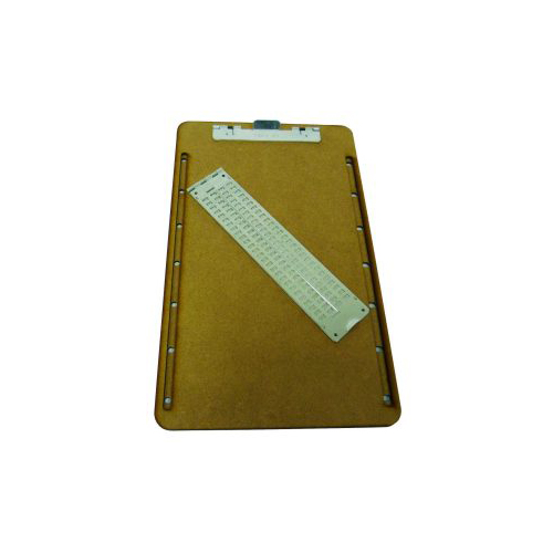 Reglete de mesa em alumínio com prancheta em madeira - Tecnologia Assistiva