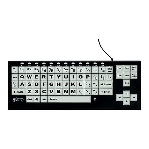 Teclado com teclas brancas e ampliadas para pessoas com deficiência ...